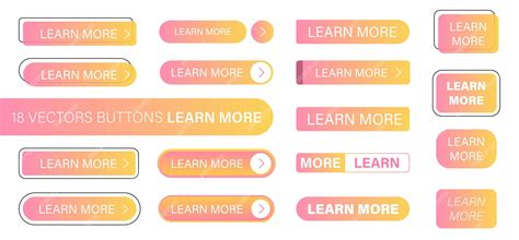 premium vector a set of various buttons learn more for ui design or sites