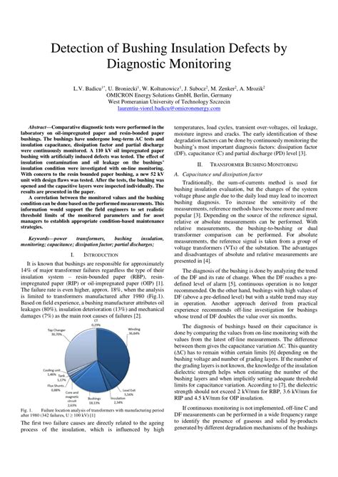 Pdf Detection Of Bushing Insulation Defects By Diagnostic Monitoring
