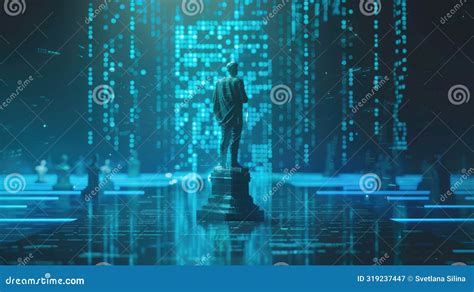 Digital Artisan Sculpts Binary Code Into A Refined Information Statue Showcasing Data