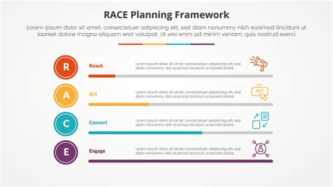 플랫 스타일의 4 포인트 목록이있는 수평 막대 백분율이있는 슬라이드 프리젠 테이션을위한 Race 프레임 워크 인포 그래픽 개념 0명에 대한 스톡 벡터 아트 및 기타 이미지