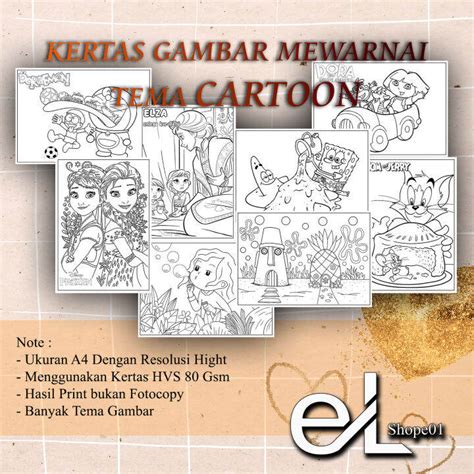 Kertas Gambar Mewarnai Tema Cartoon Lazada Indonesia