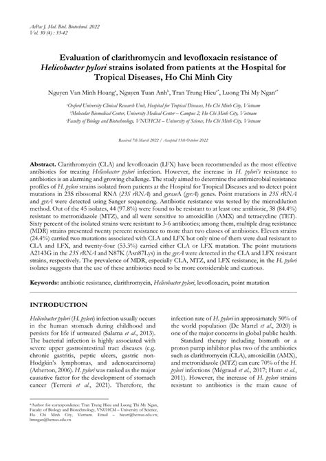 Pdf Evaluation Of Clarithromycin And Levofloxacin Resistance Of Helicobacter Pylori Strains
