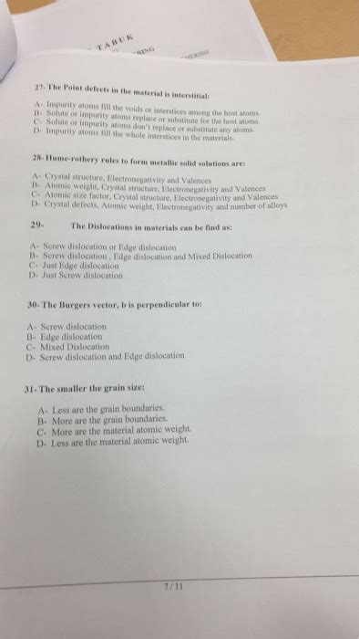 Solved The Point Defects In The Material Is Interstitial