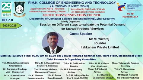 🌟 Session On Validating The Potential Demand For A Startups… Rmkcet Cse Cyber Security