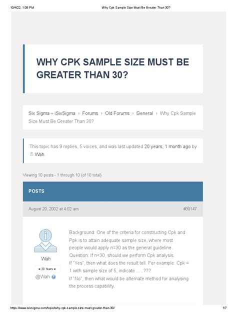 why cpk sample size must be greater than 30 download free pdf