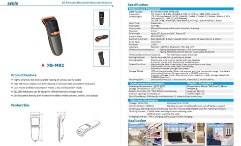Syble Xb M82 2d Portable Bluetooth Barcode Scanner Best Auto Id Solution Provider