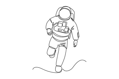 Premium Vector Continuous One Line Drawing Astronaut Walking In Space Outer Space Concept