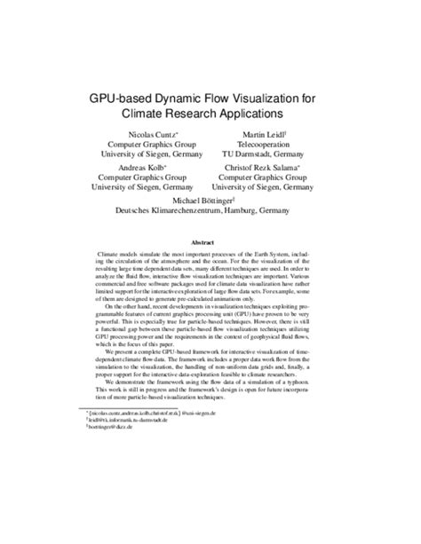 pdf gpu based dynamic flow visualization for climate research applications