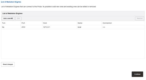 Mediation Engine Connection List