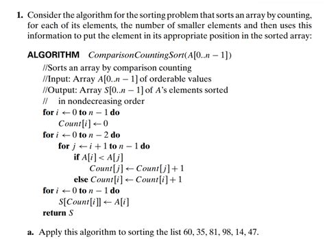 Consider The Algorithm For The Sorting Problem That Chegg