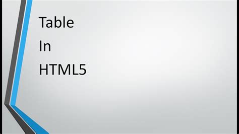 Table In Html5 Youtube