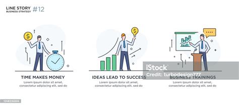 사업가와 일러스트 컨셉의 집합입니다 워크플로 성장 그래픽 비즈니스 개발 이정표 선형 그림 아이콘 인포그래픽 방문 페이지 사이트 인쇄 포스터입니다 라인 스토리 금융에 대한