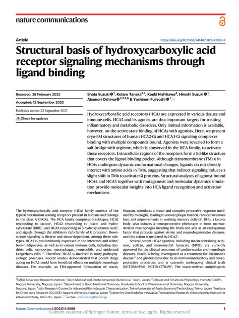 Pdf Structural Basis Of Hydroxycarboxylic Acid Receptor Signaling