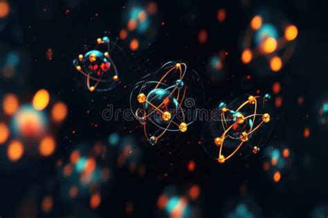 Dynamic Representation Of Atomic Structures With Glowing Particles In A Dark Space Environment