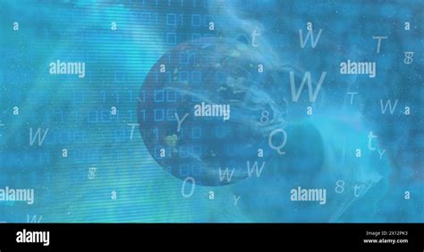 Image Of Letters Numbers Over Binary Codes Against Globalization On