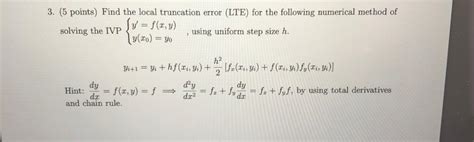 Solved 3 5 Points Find The Local Truncation Error Lte