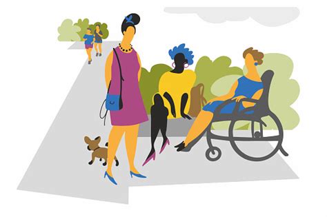 세 친구는 공원에서 만났다 여자는 재미 의사 소통 이야기 도시 공원 사람들이 훈련 공원의 경로를 따라 실행합니다 만화 벡터 일러스트레이션 가공의 인물에 대한 스톡 벡터 아트