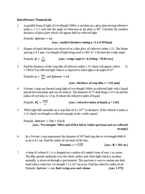 Interference Diffraction Polarization Fibre Optics Pdf Diffraction