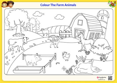 Worksheet Colour The Farm Animals Classmonitor Worksheets Library