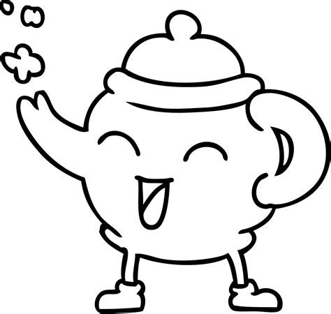 Line Drawing Doodle Of A Blue Tea Pot 11770616 Vector Art At Vecteezy