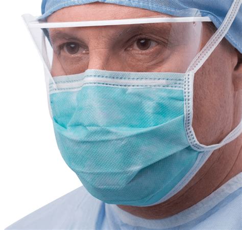 Surgical Mask Tie On Pleated Foam Anti Fog Integrated Eyeshield