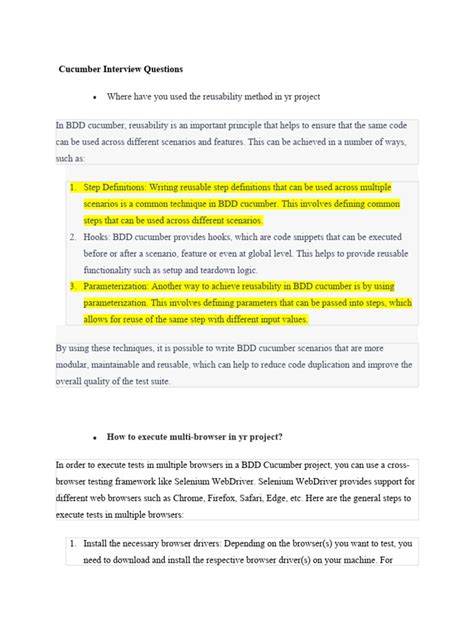 Cucumber Interview Questions New Imp Pdf Method Computer