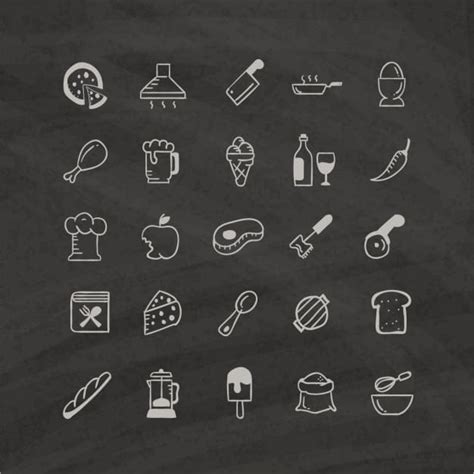 검정색 배경에 흰색 음식 아이콘 Eps Uidownload