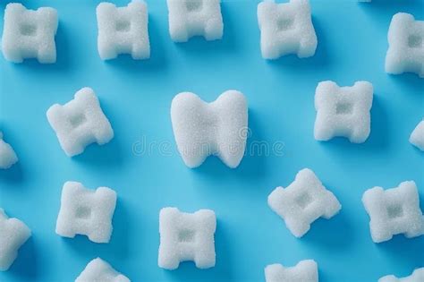 Sugar Cubes Are Positioned To Look Like Teeth With Brown Sugar Depicting Caries Showing The