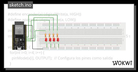 4 Leds SET RESET Wokwi ESP32 STM32 Arduino Simulator