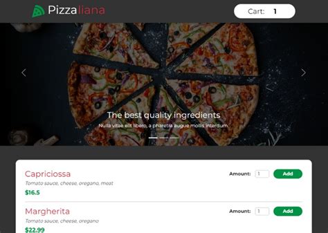 pizza order app built with react