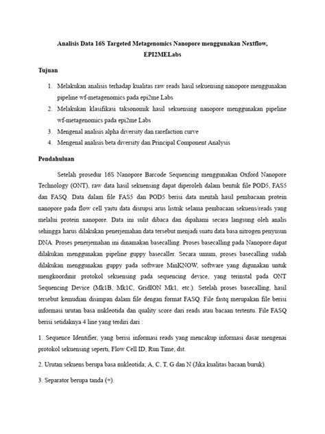 Analisis Data 16s Targeted Metagenomics Nanopore Menggunakan Nextflow Epi2melabs Pdf
