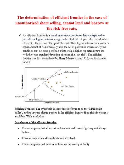 The Determination Of Efficient Frontier In The Case Of Unauthorized Short Selling Autosaved