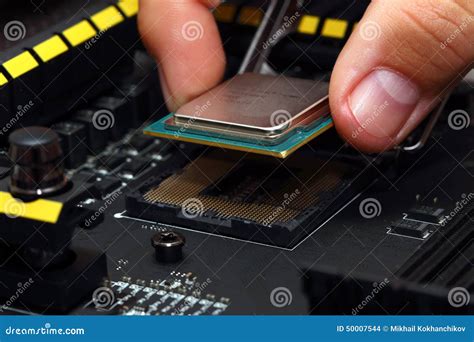 Installing Central Processor Unit Into Motherboard Stock Photo Image Of Clean Modern
