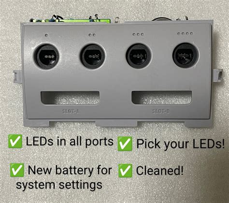 Gamecube Controller Port With New Battery And Leds Installed In Each