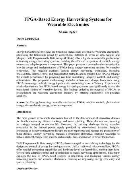 Pdf Fpga Based Energy Harvesting Systems For Wearable Electronics
