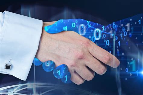 Handshake With Binary Man Stock Image Image Of Interaction 130576073