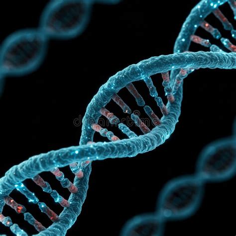 3d Render Of Glowing Blue And Red Dna Double Helix Stock Illustration