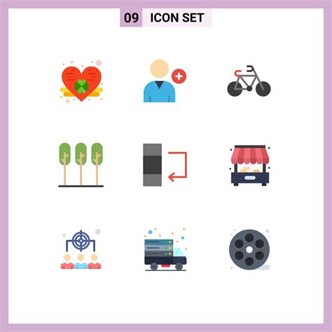 9 Thematic Vector Flat Colors And Editable Symbols Of Life Swap Transport Data Trees Editable