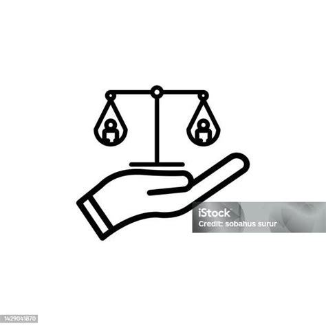 균형과 사람과 손 선 아이콘 법적 정의 상징 편집 가능한 간단한 디자인 디자인 템플릿 벡터 법에 대한 스톡 벡터 아트 및 기타 이미지 Istock