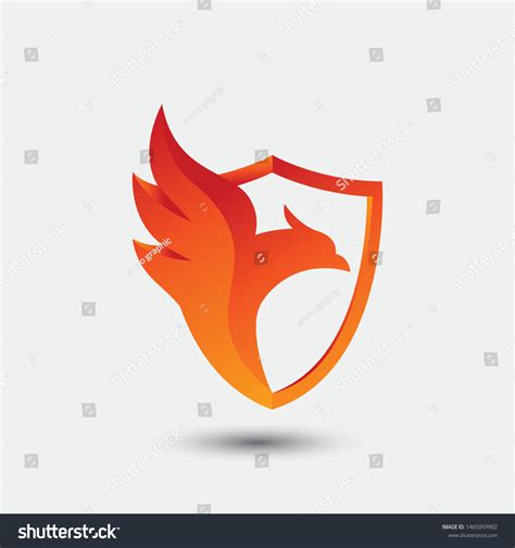 3d Fire Bird Phoenix Shield Logo Stock Vector Royalty Free 1465059902