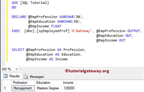 Output Parameters In SQL Stored Procedure