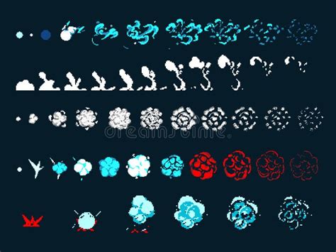 Game Icons Set Comic Boom Flame Effects For Emotion Stock Vector