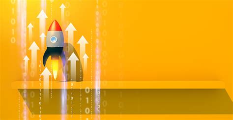 3d 일러스트 비즈니스 스타트업 성공적인 리더십 아이디어 개념 발사 로켓 노란색 종이 배경에 흰색 Ditection 화살표 가능성에 대한 스톡 사진 및 기타 이미지 Istock