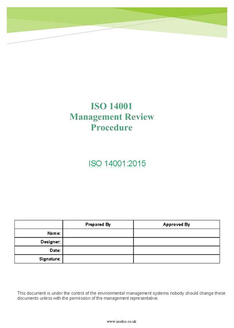 Iso 14001 Management Review Procedure Isodoc Documentation Toolkit