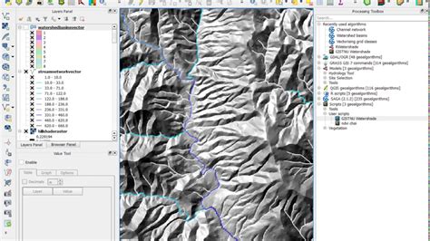 watershed and stream network delineation using graphical modeler in qgis youtube