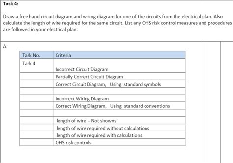 Solved Task 4 Draw A Free Hand Circuit Diagram And Wiring Chegg Com