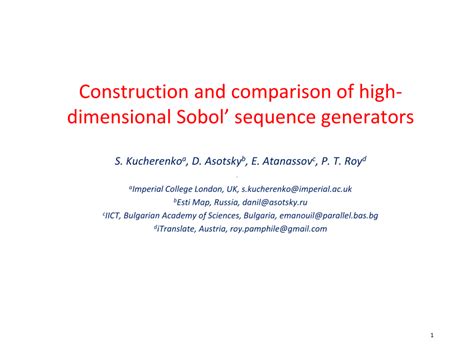 Pdf Construction And Comparison Of High Dimensional Sobol Sequence Generators