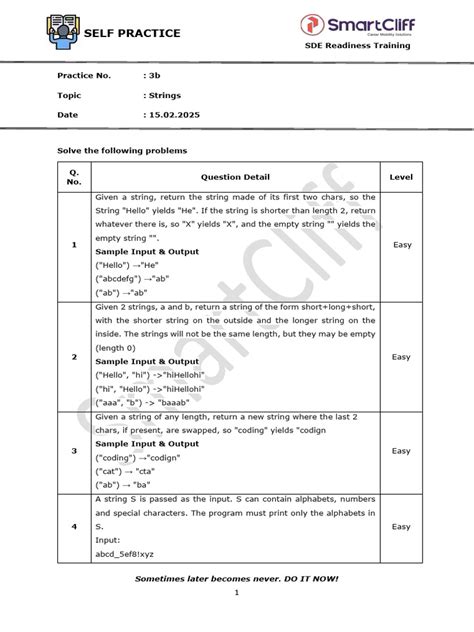 Self Practicejava Strings Questions Pdf String Computer Science Applied Mathematics