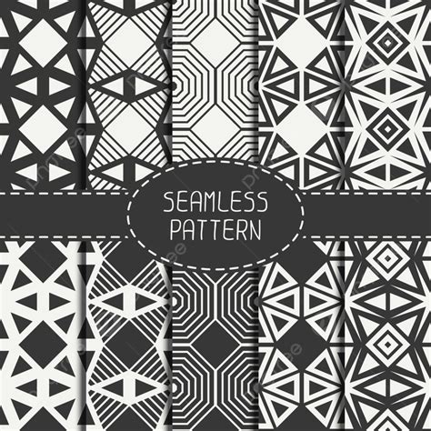 Set Of Geometric Line Monochrome Lattice Seamless Arabic Pattern