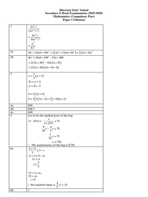 Mock Exam Paper 1 Ms Pdf Area Mathematical Concepts
